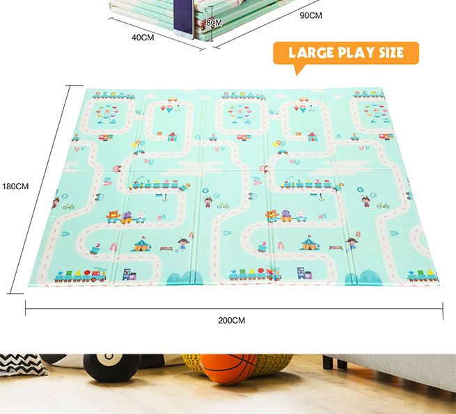 200cmx180cm 10mm Thick Reversible Baby Play Mat Kids Activity Gym ...