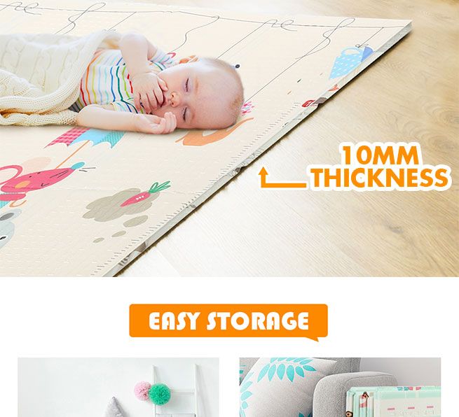 200cmx180cm 10mm Thick Reversible Baby Play Mat Kids Activity Gym ...