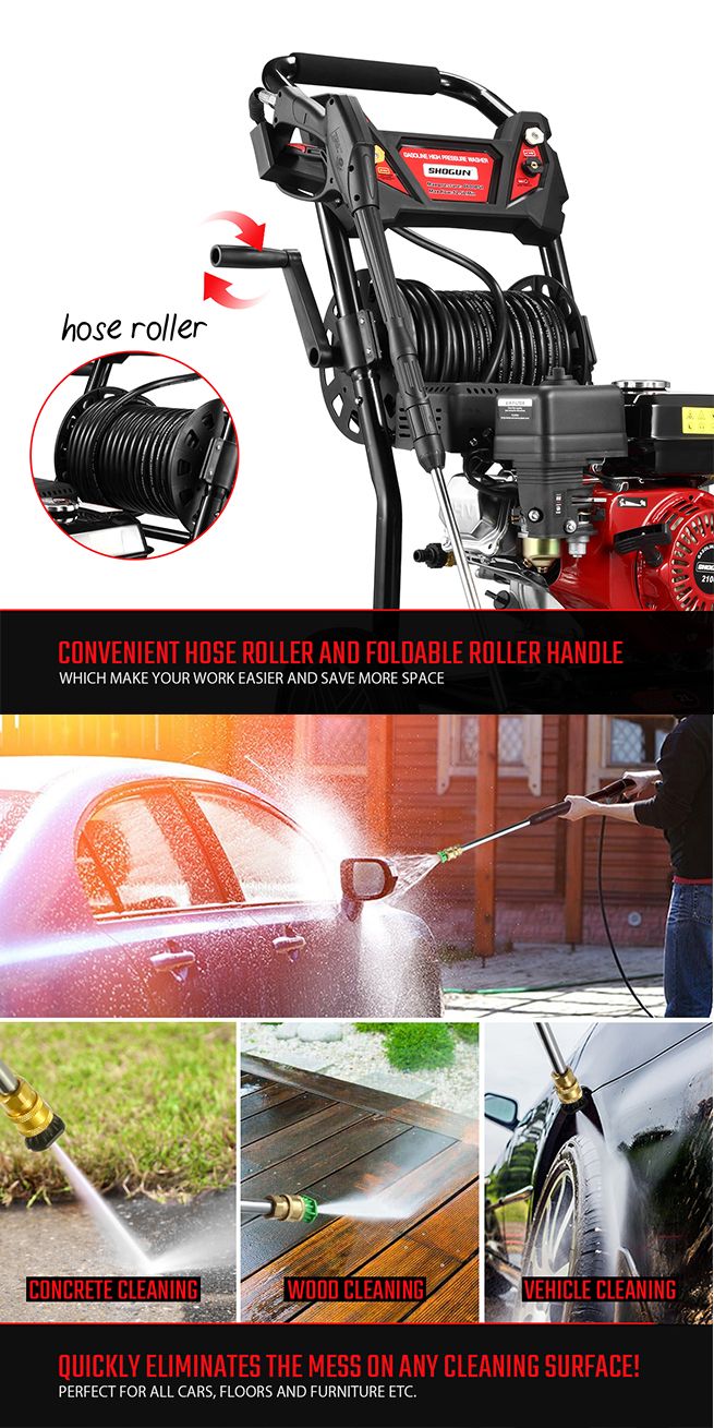 10HP High Pressure Washer Powerful Water Cleaner 5 Nozzles 20M Hose ...