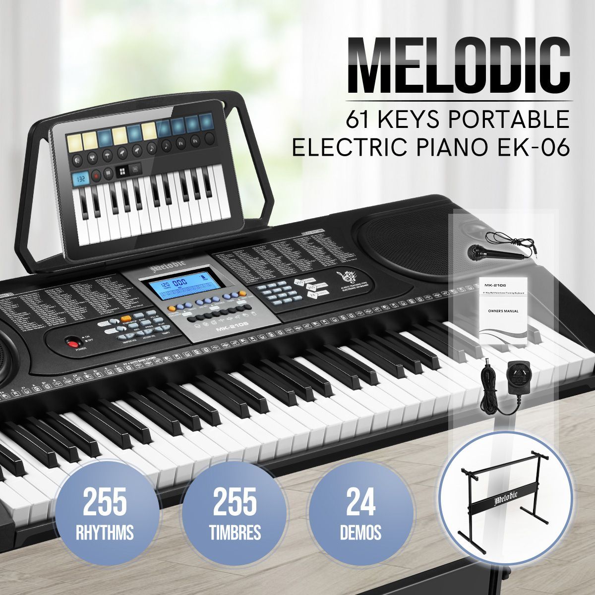 61 Key Portable Electronic Keyboard Electric Piano with Microphone ...
