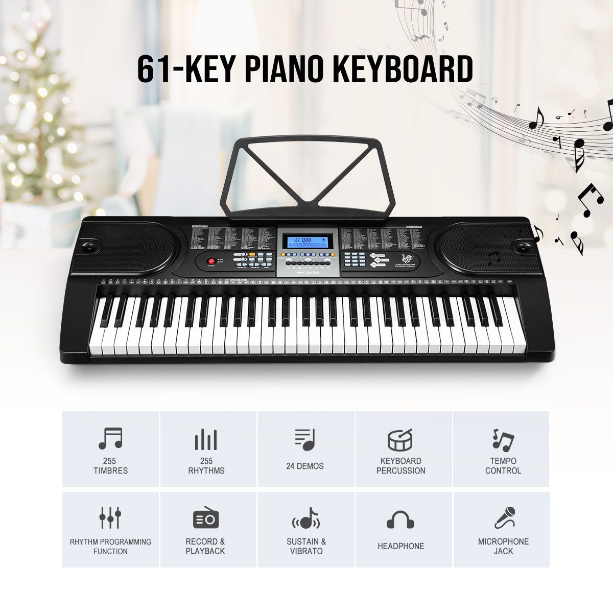 Melodic 61-Key Portable Electronic Keyboard Electric Piano with ...