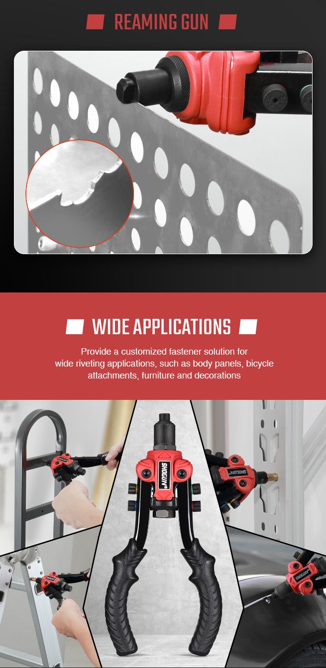 3-in-1 Heavy-duty Hand Rivet Nut Gun Reaming Tool Set with 90 Rivets ...