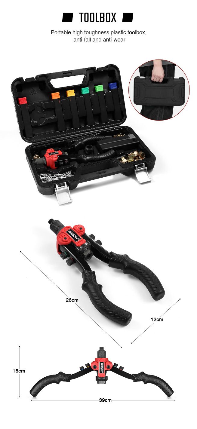 3-in-1 Heavy-duty Hand Rivet Nut Gun Reaming Tool Set with 90 Rivets ...
