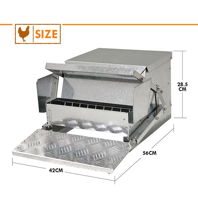 12KG Automatic Chicken Feeder Poultry Trough Spill-Proof Galvanised ...