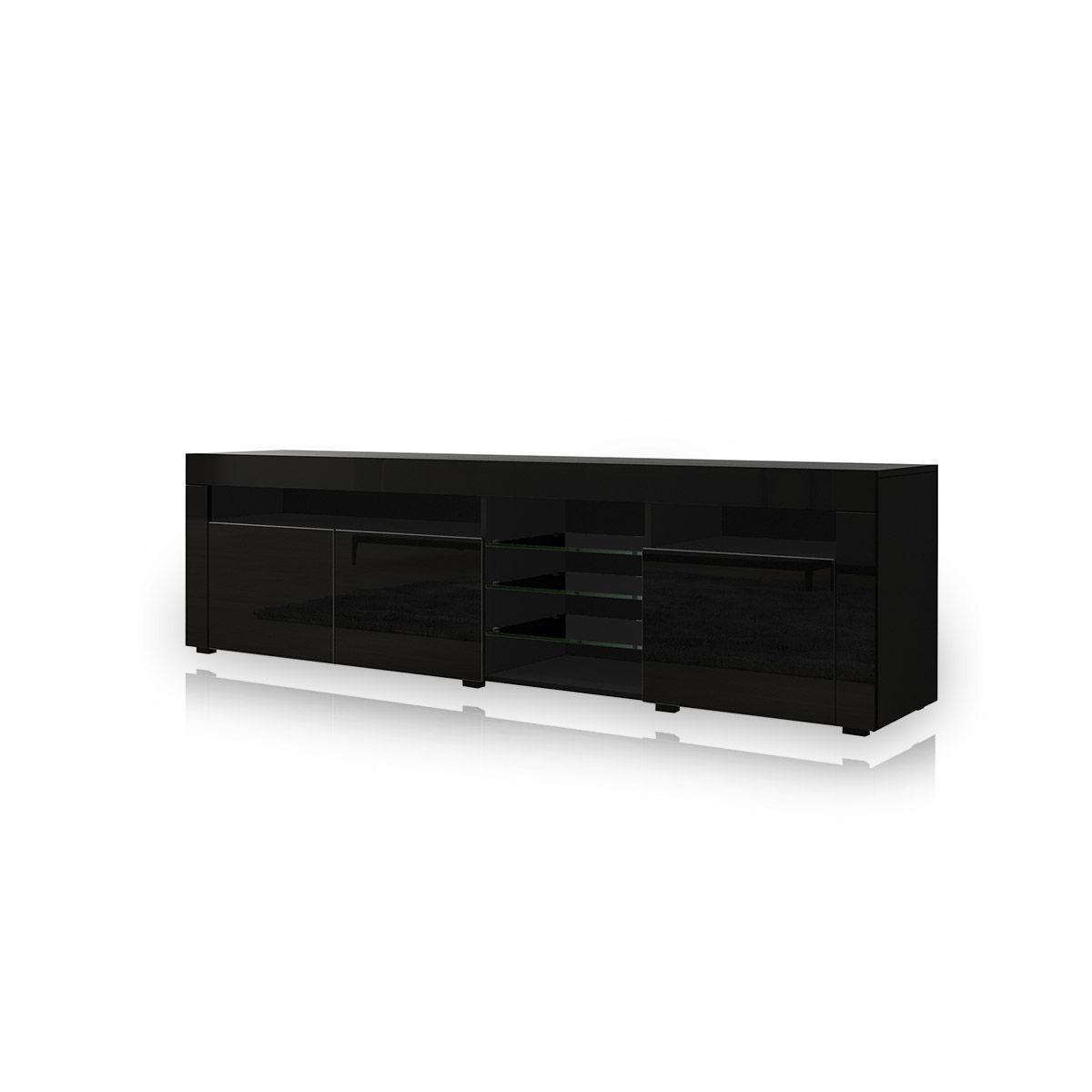 180cm TV Stand Wood Entertainment Unit High Gloss Front Cabinet with ...
