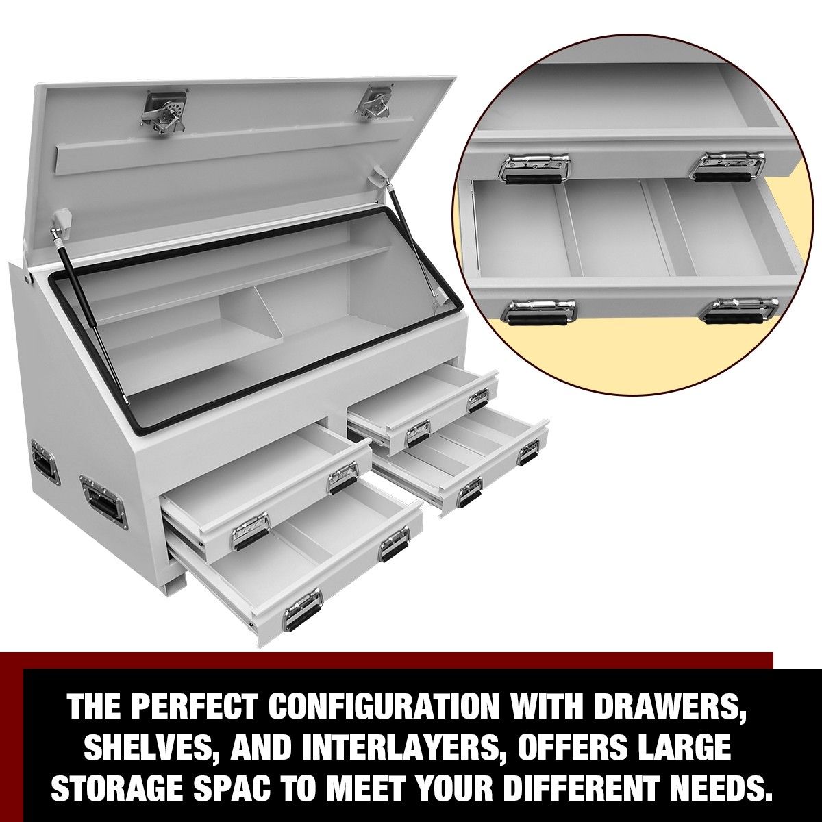 130x60x75cm 4 Drawer Truck Ute Tool Box Storage Toolbox White | Crazy Sales