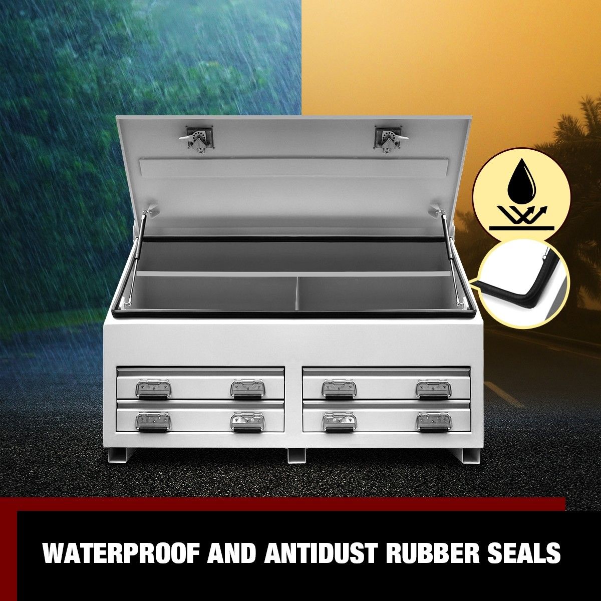 130x60x75cm 4 Drawer Truck Ute Tool Box Storage Toolbox White | Crazy Sales