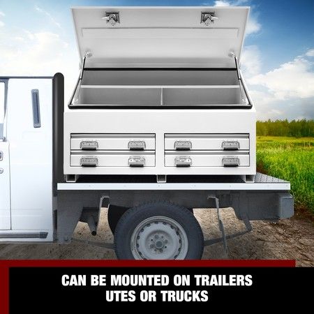130x60x75cm 4 Drawer Truck Ute Tool Box Storage Toolbox White | Crazy Sales