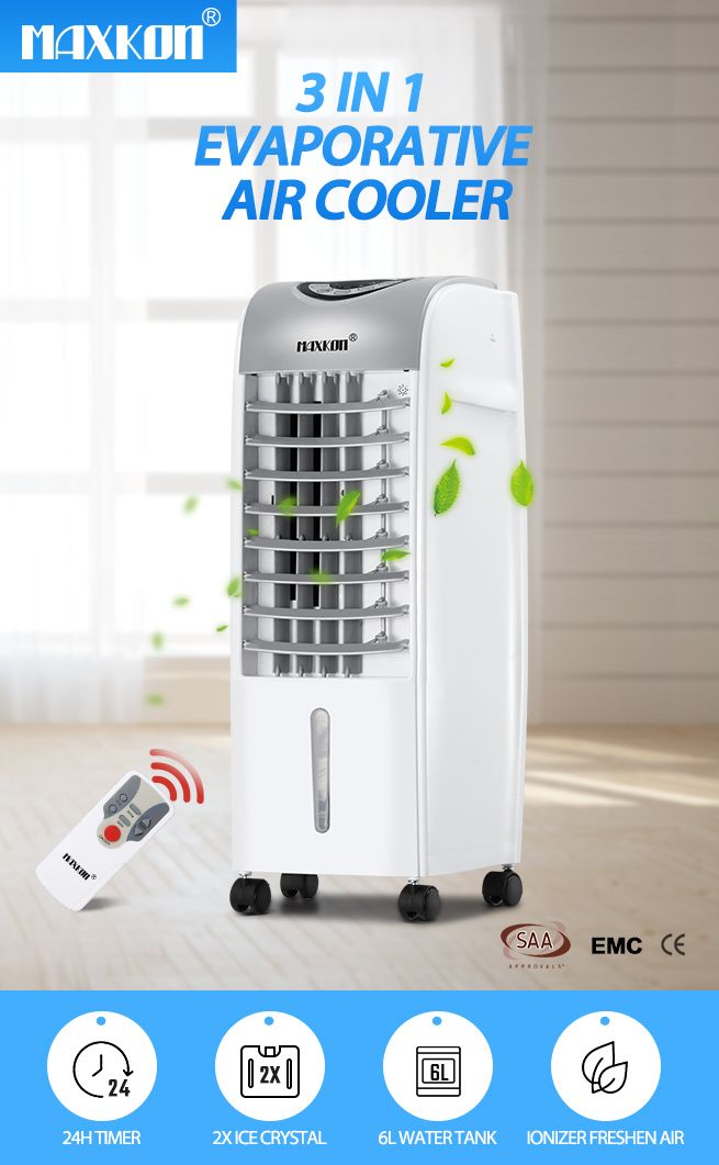 Maxkon Multi-functional 6L Evaporative Air Cooler Remote Cooling Fan ...