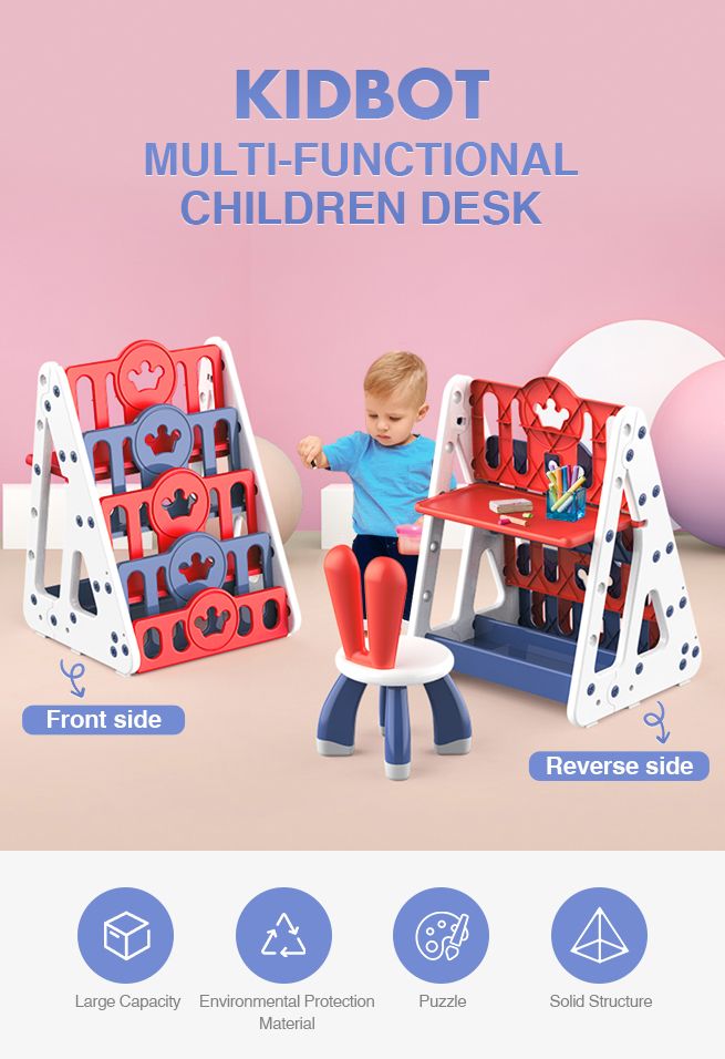 Kidbot 4 Tier Kids Sling Bookshelf Bookcase Book Storage Rack Organizer ...