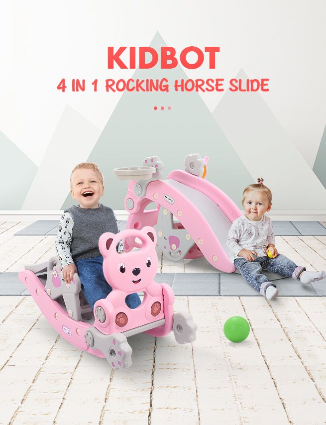 Kidbot 4-in-1 Kids Rocking Horse Toy Children Slide Playset with ...