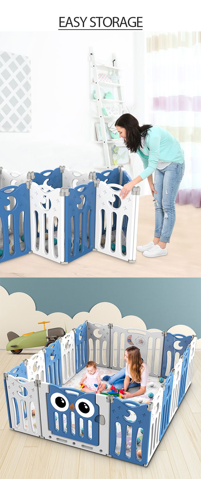 Kidbot 16 Panel Baby Safety Gate Baby Playpen Fence Child Gate ...