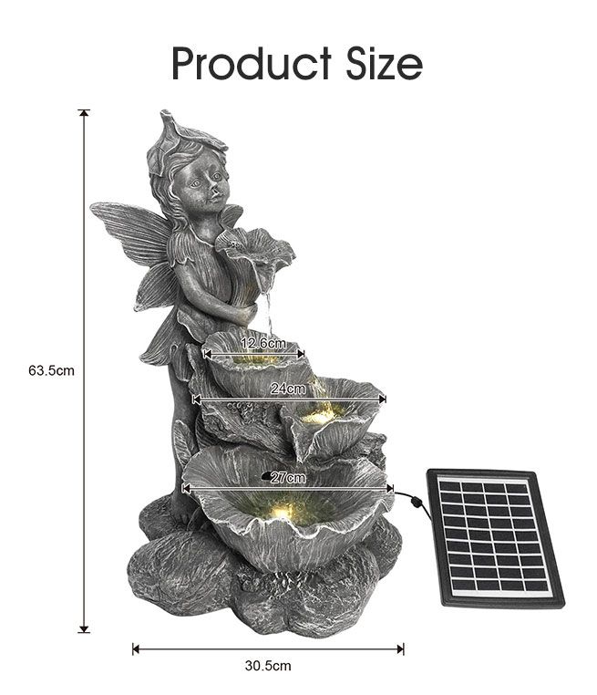 Fairy 4-Tier Solar Water Fountain Garden Features Outdoor Bird Bath ...