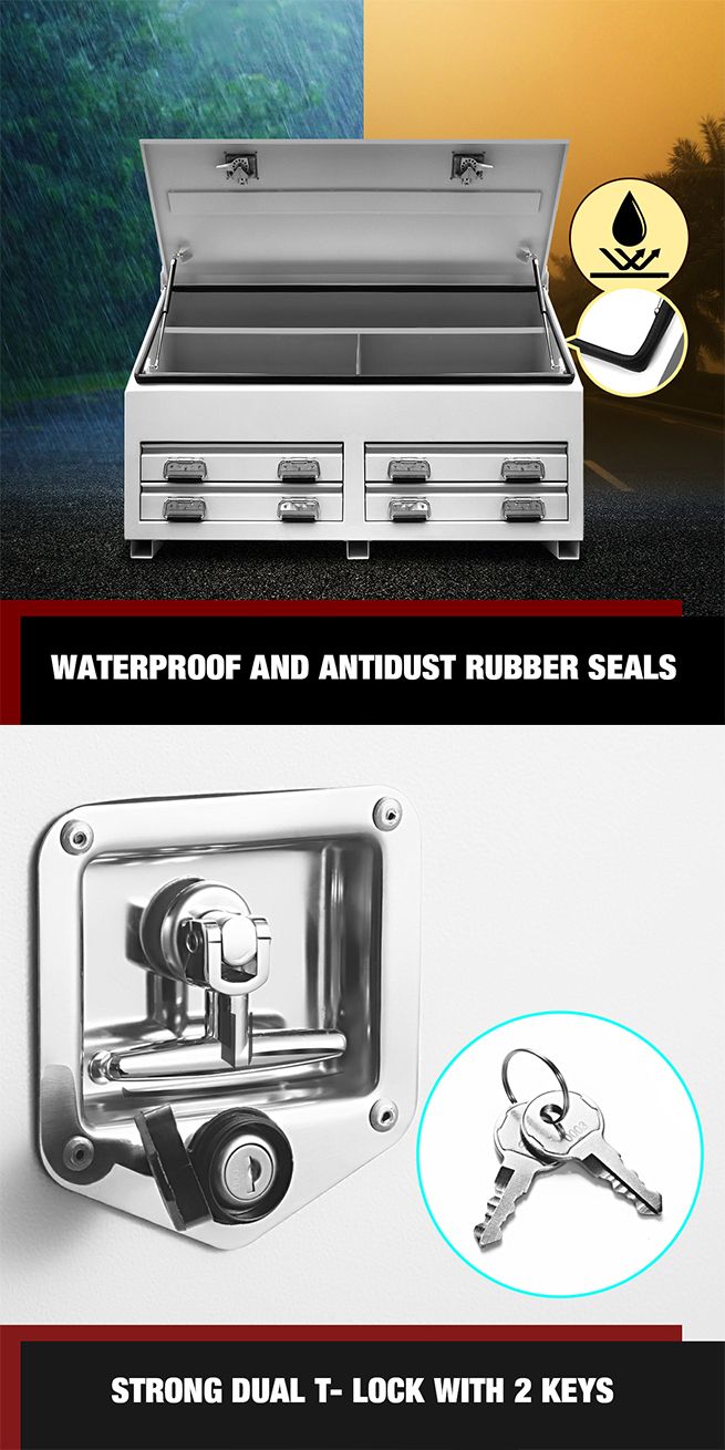 130x60x75cm 4 Drawer Truck Ute Tool Box Storage Toolbox White | Crazy Sales