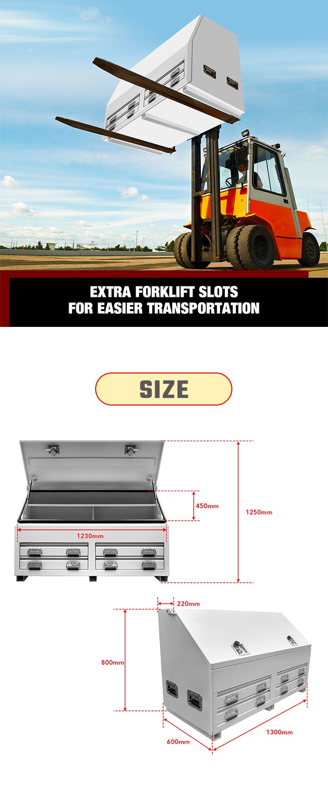 130x60x75cm 4 Drawer Truck Ute Tool Box Storage Toolbox White | Crazy Sales