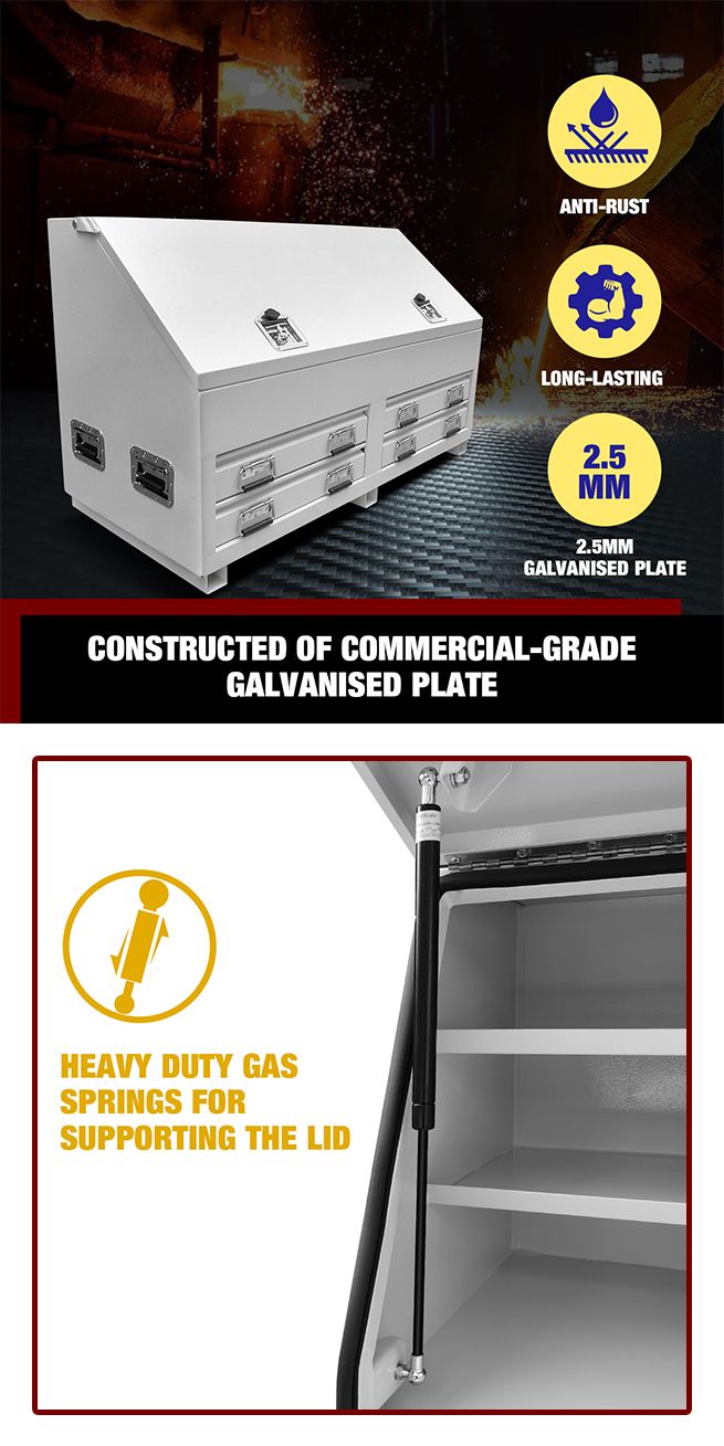 130x60x75cm 4 Drawer Truck Ute Tool Box Storage Toolbox White | Crazy Sales