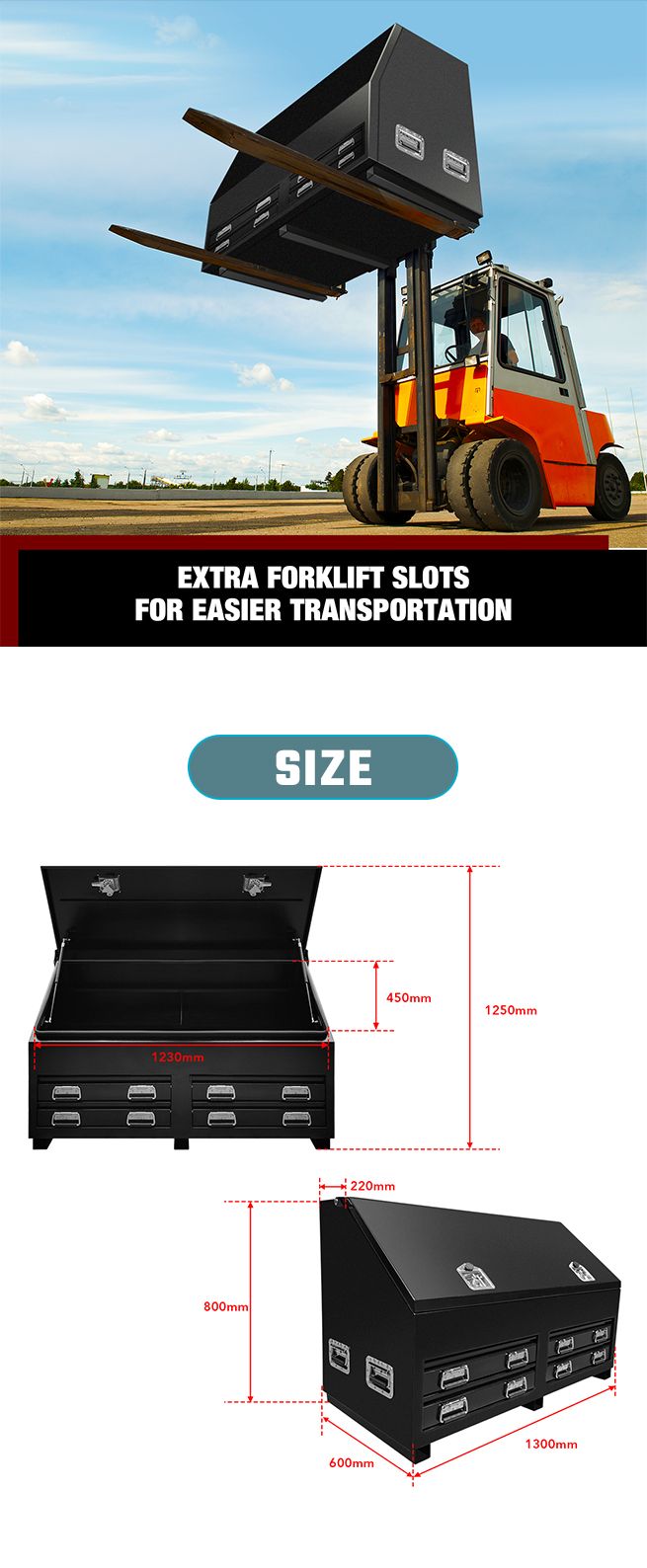 4 Drawer Heavy Duty Truck Tool Box Ute Trailer Storage Toolbox ...