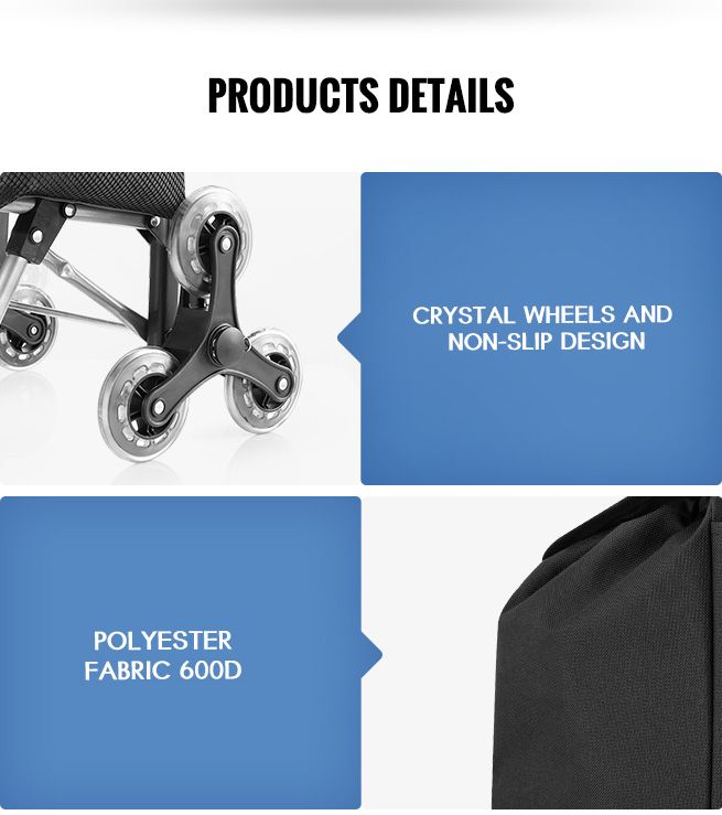 Foldable Aluminium Shopping Cart Trolley Dolly Bag w/ Tri Wheels Black ...