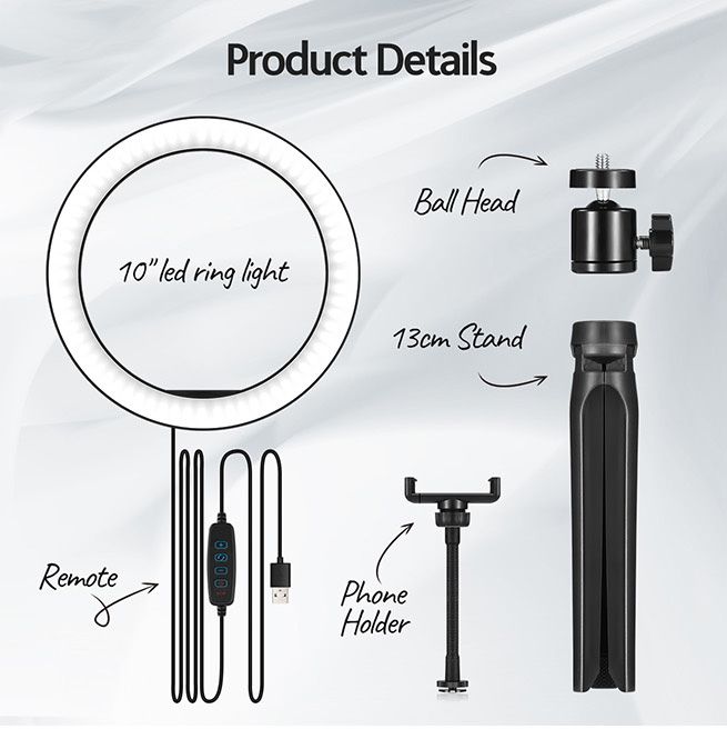 10 Inch LED Ring Light Selfie Ring Light with Desktop Stand for Live ...