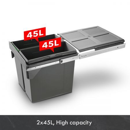 90L Pull Out Kitchen Bin Under Sink Dual Bins Cupboard Waste Recycling ...