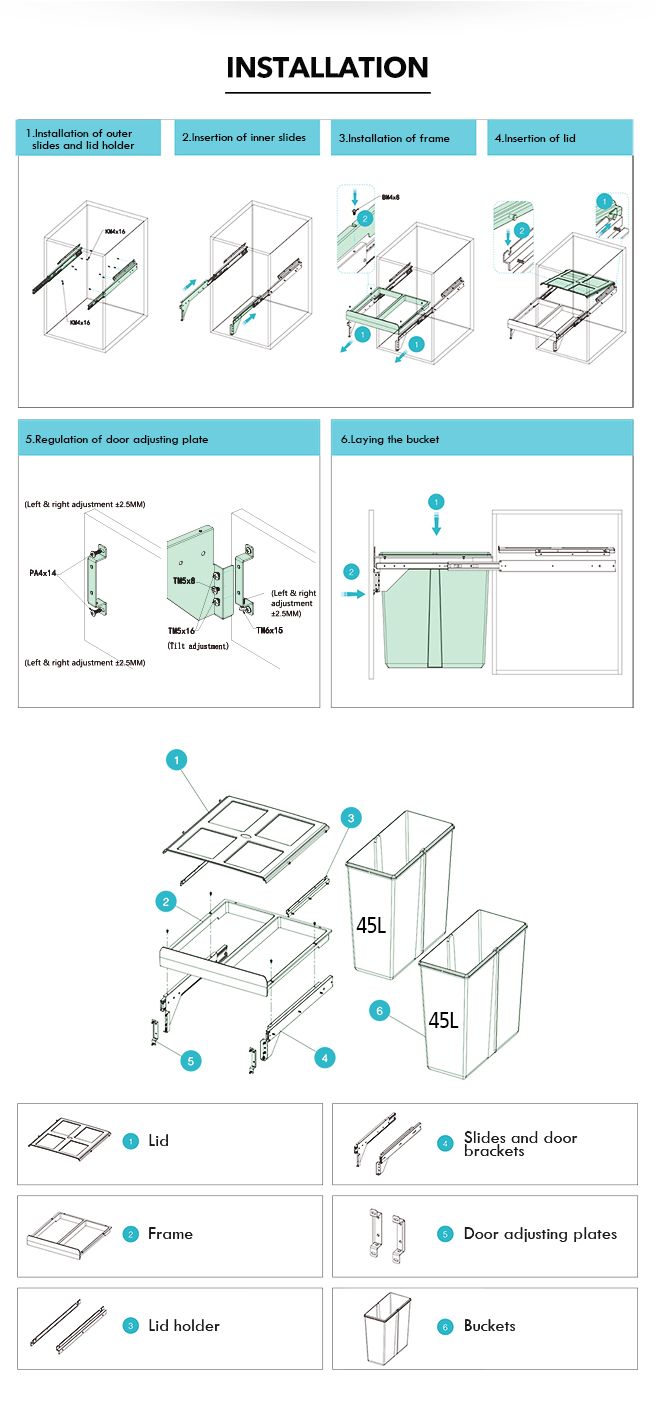 90L Pull Out Kitchen Bin Under Sink Dual Bins Cupboard Waste Recycling ...