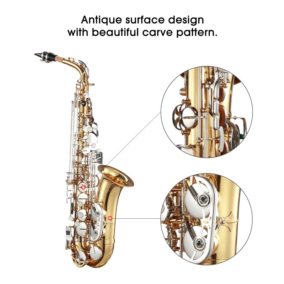 Melodic Alto Saxophone Eb Be E Flat Brass Alto Sax with Mouthpiece Case ...