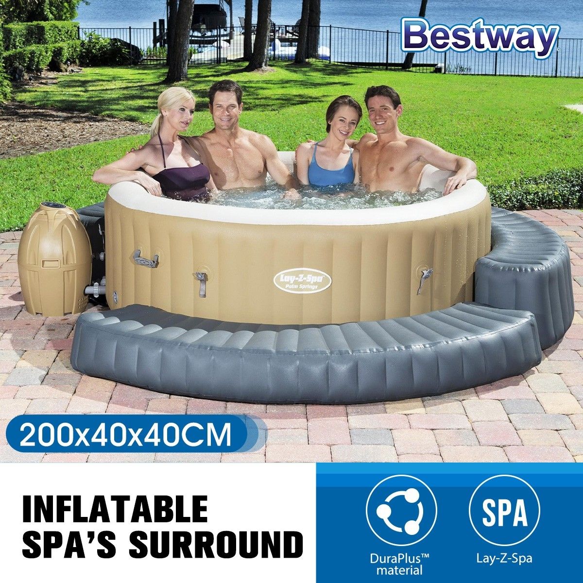 Bestway Lay-Z-Spa Inflatable Surround for Round Above Ground Swimming Pool