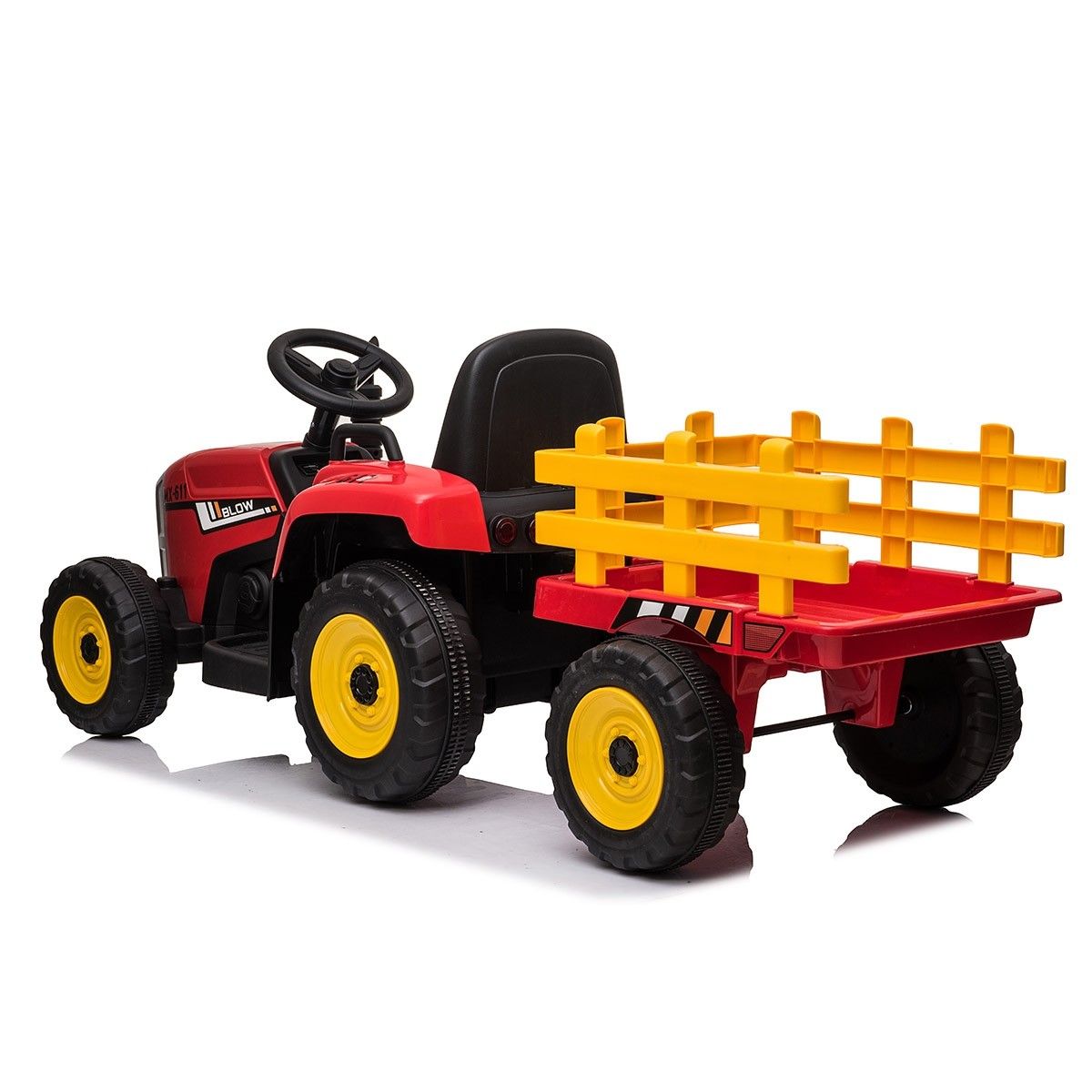 12V Electric Kids Ride On Tractor and Trailer Farm Toy Tractor Set ...