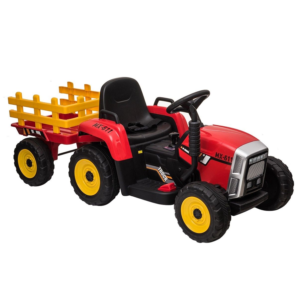 12V Electric Kids Ride On Tractor and Trailer Farm Toy Tractor Set ...