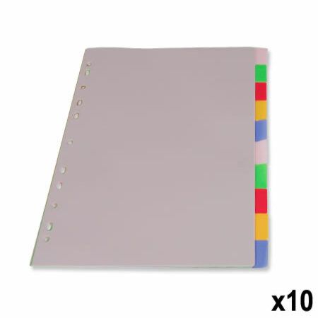 Multi-Colour 10 Tab Plastic A4 Document Dividers x 10