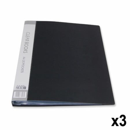 20 Page A4 Clear Pocket Display Book Plastic Thin File Folder x 3