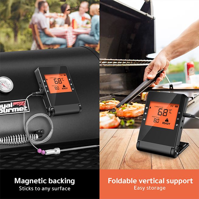 Remote Digital Wireless Cooking Food Meat Thermometer 6 Probes for BBQ ...