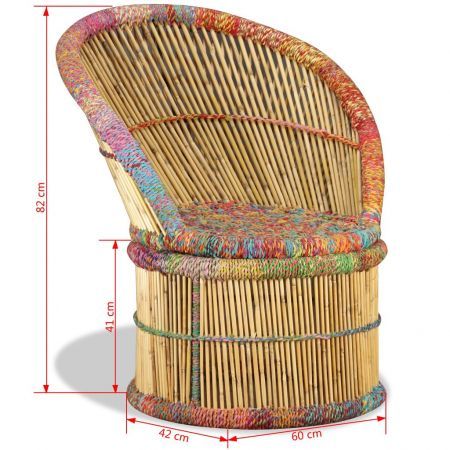 Bamboo Chair with Chindi Details | Crazy Sales