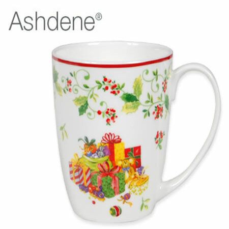 Ashdene Deck The Halls Merry Christmas Presents Design Fine Bone China Mug