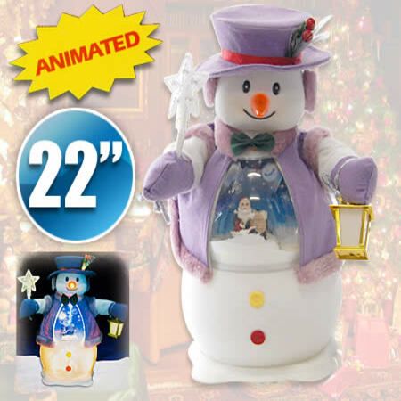 Christmas 22" Snowman with Snowing Santa Snowglobe - Animated Xmas ...