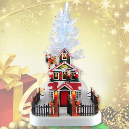Christmas Santa's House Display Set - Fibre Optic Animated Musical Xmas ...