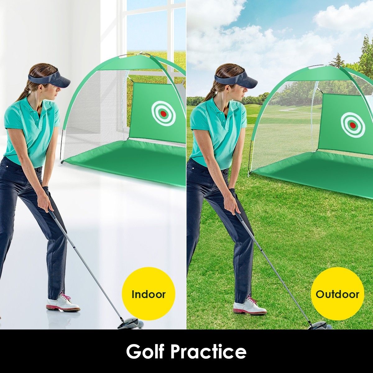 2M Golf Practice Net Hitting Chipping Training Aid Cage for Home ...