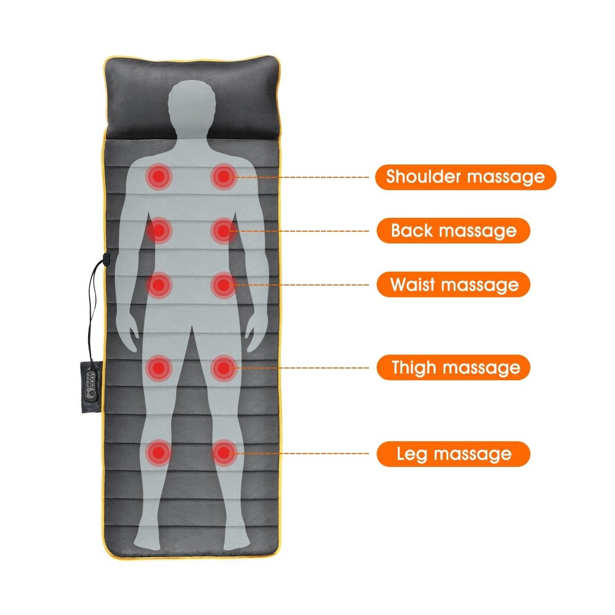 Heated Vibration Massage Mat 10 Vibrating Motor Massage Therapy Pad ...