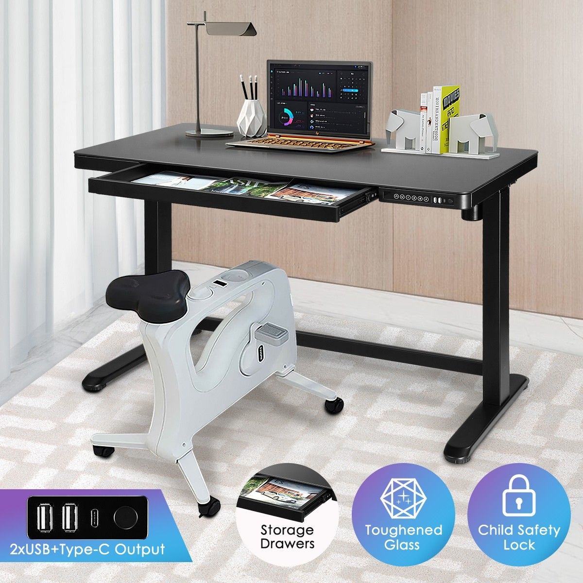 Electric Motorised Standing Desk Height Adjustable Sit Stand Up Desk ...