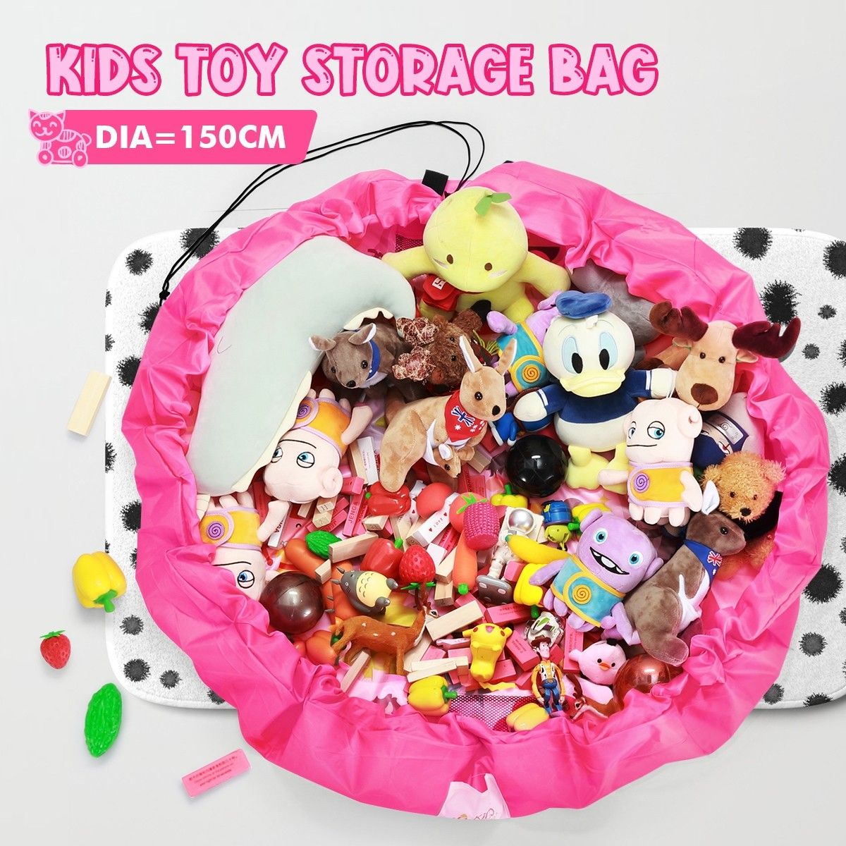 Kids Play Mat and Toy Storage Bag Play and Go Playmat Floor Activity ...
