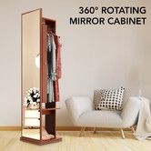 Slim Rotating Mirror Storage Cabinet Free Standing Jewellery Armoire ...