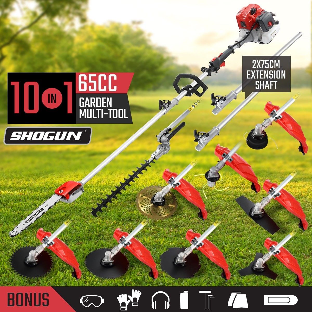 10 In 1 65CC Garden Multi Tool Hedge Trimmer Whipper Snipper Pole ...