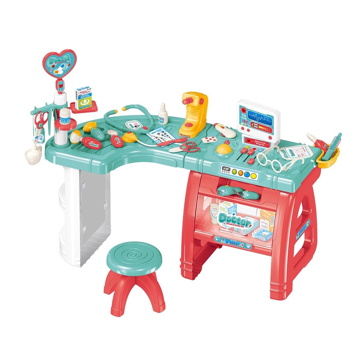 27 Pieces Doctor Kit Medical Pretend Play Toys Table Chair for Kids w ...