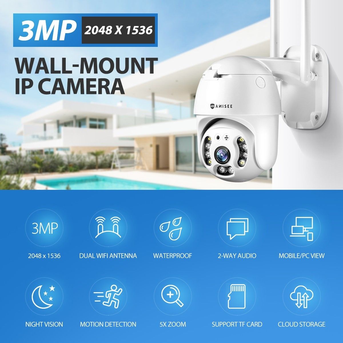 Anisee 3MP Security Camera CCTV Camera HD Wireless Home Security IP ...