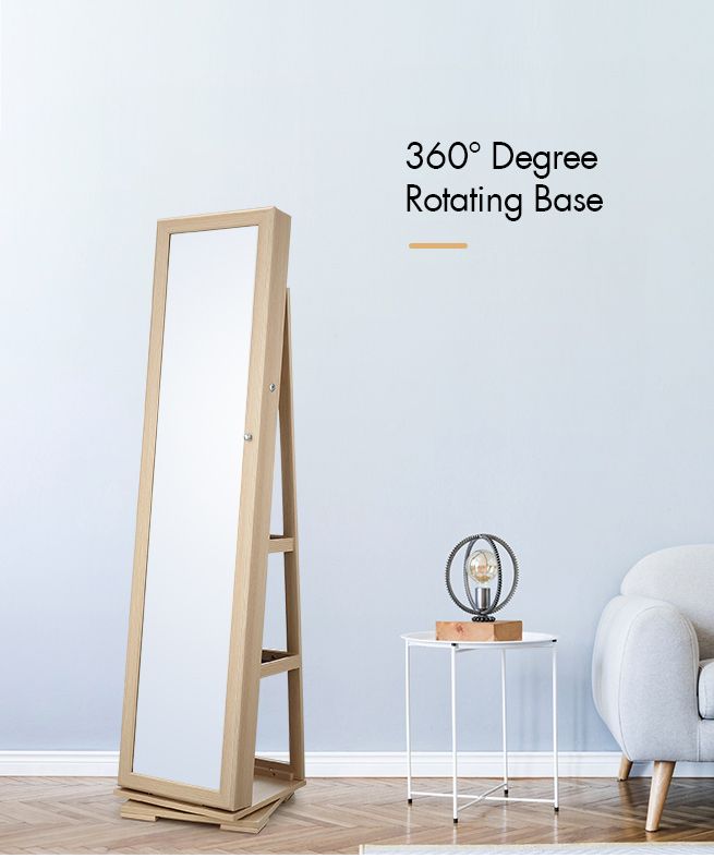 360 Degree Rotating Mirror Jewellery Cabinet Freestanding Jewellery ...