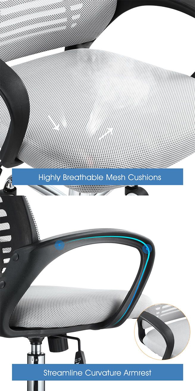 Executive Mesh Back Office Chair Computer Chair w/ Breathable Cushion ...