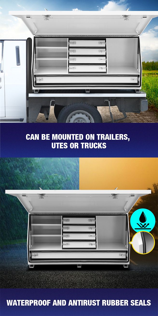 Truck Ute Tool Boxes Steel Large Storage Toolbox Tool Drawers Shelves ...