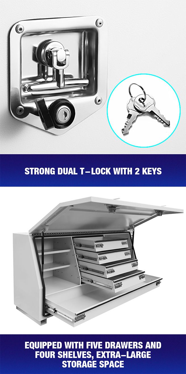Truck Ute Tool Boxes Steel Large Storage Toolbox Tool Drawers Shelves ...