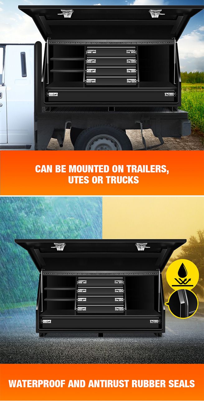 Truck Ute Tool Boxes Steel Large Storage Toolbox Tool Drawers Shelves ...
