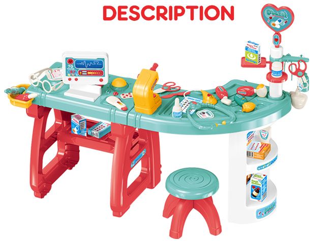27 Pieces Doctor Kit Medical Pretend Play Toys Table Chair for Kids w ...